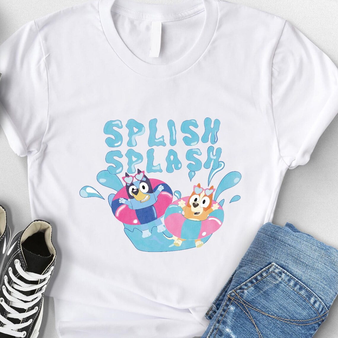 Bluey Splish Splash Water Park Tee, Bluey And Bingo Shirt, Cartoon Theme Summer Outfit, Pool ...