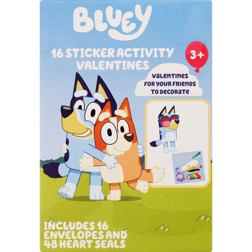Bluey Sticker Activity Valentine's Cards & Envelopes, 16 ct - Walmart.com