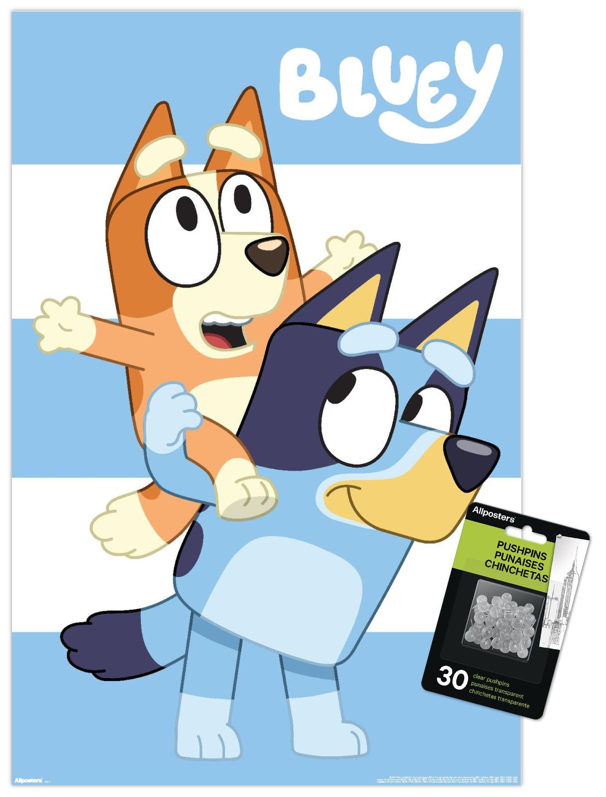 Bluey - Stripes Wall Poster with Push Pins, 14.725" x 22.375" - Walmart.com