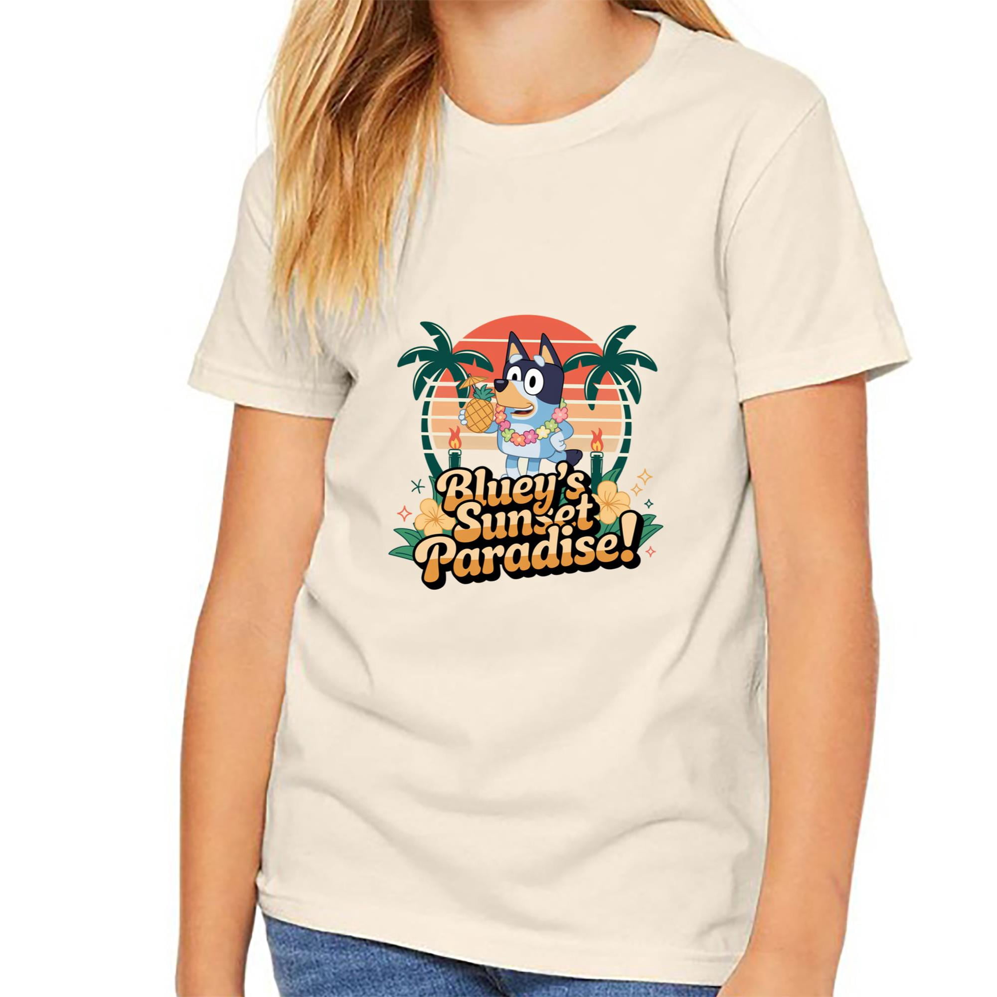 Bluey Sunset Paradise Scene With Cartoon Pup, Warm Tropical Colors For ...