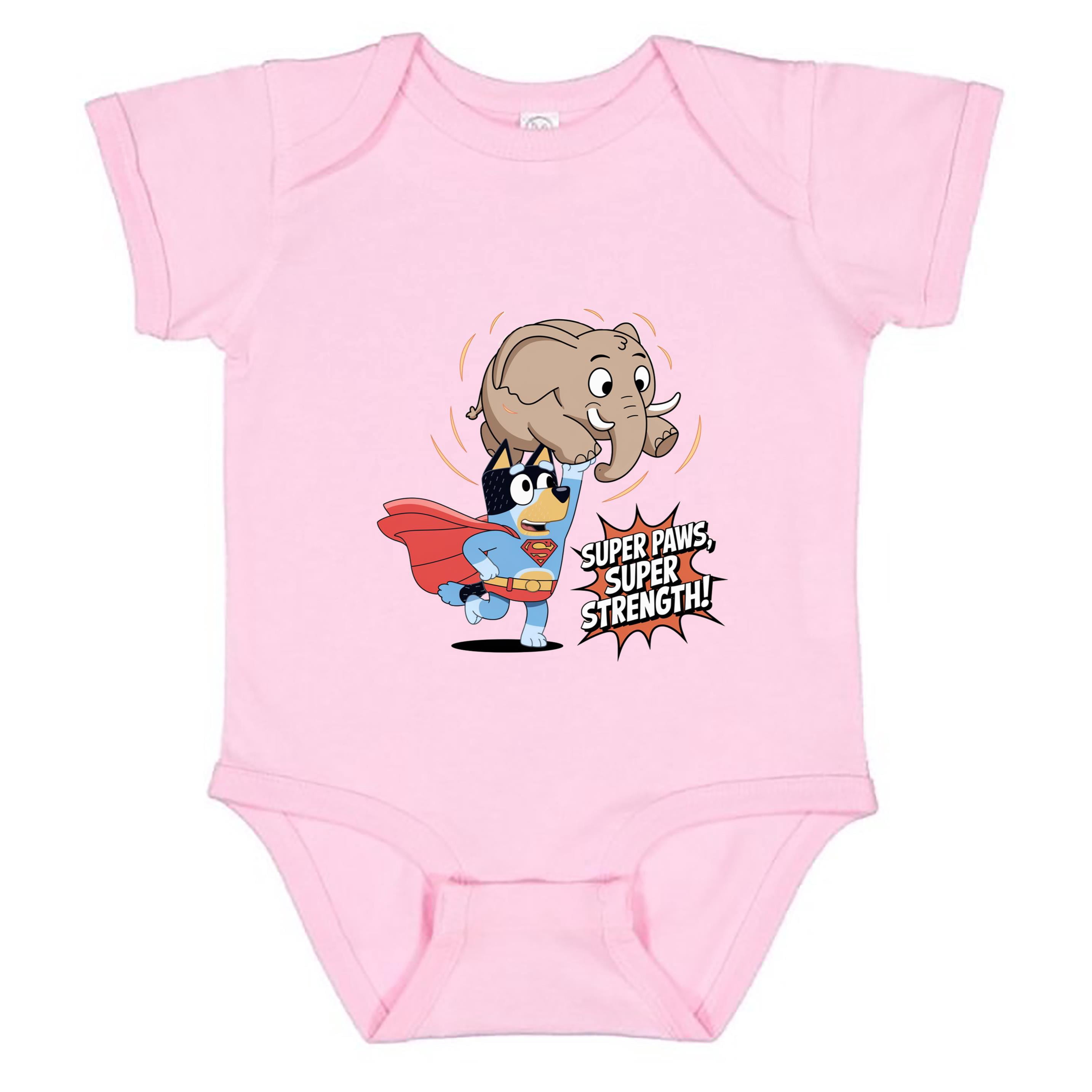 Bluey Super Lift, Strong Heroic Pup, Bold Action Theme Baby Bodysuit ...