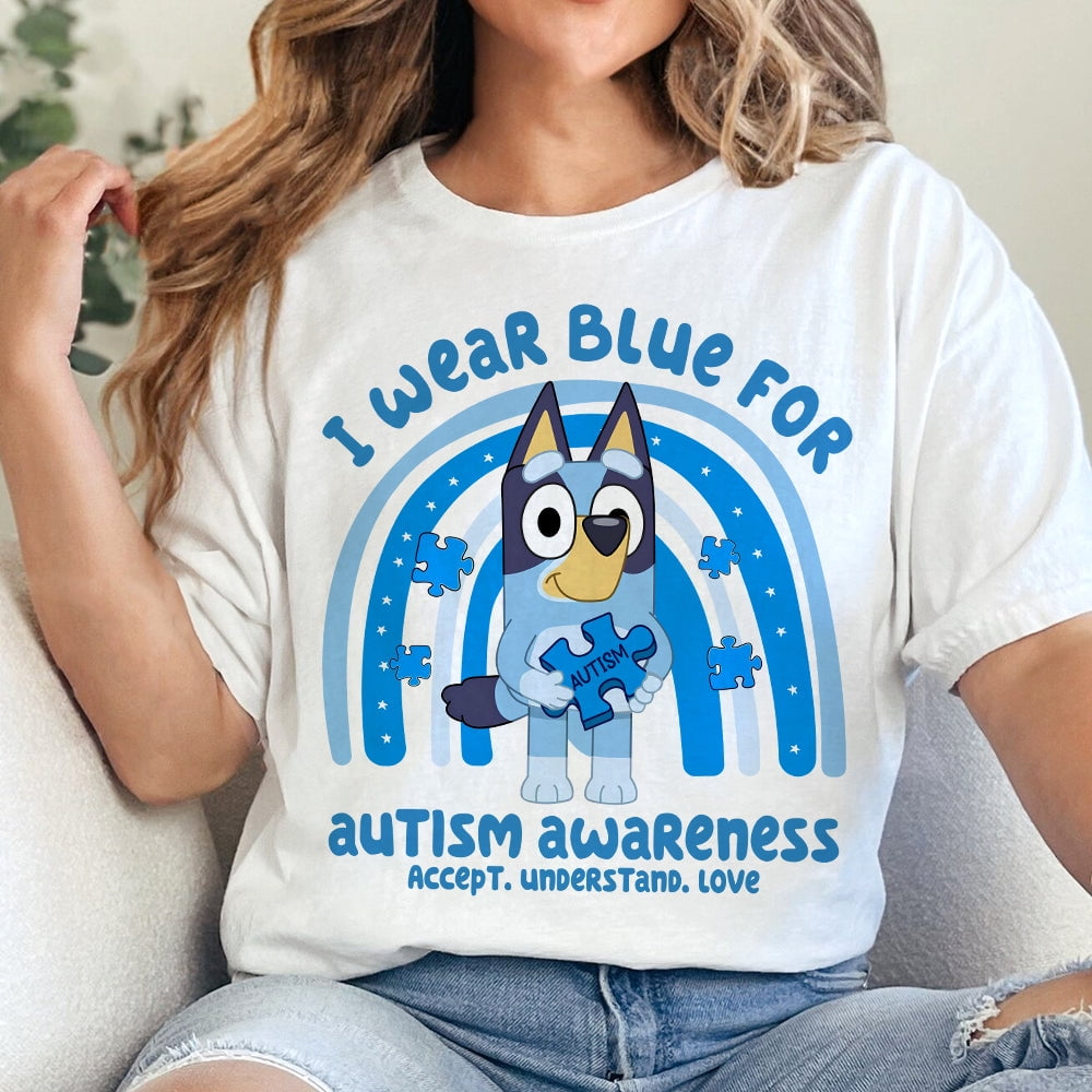 Bluey Support Autism Awareness Unisex Short Sleeve T-Shirt,Ash Grey ...