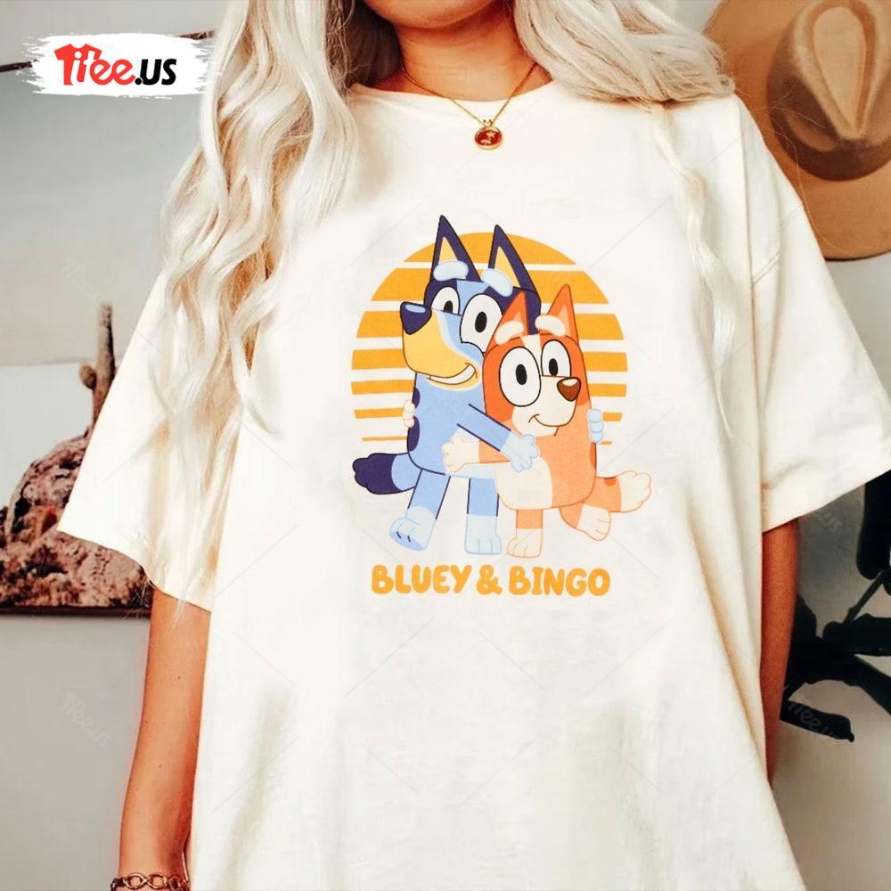 Bluey T Shirt Bluey And Bingo Bluey Family Retro Funny Bluey Shirt ...