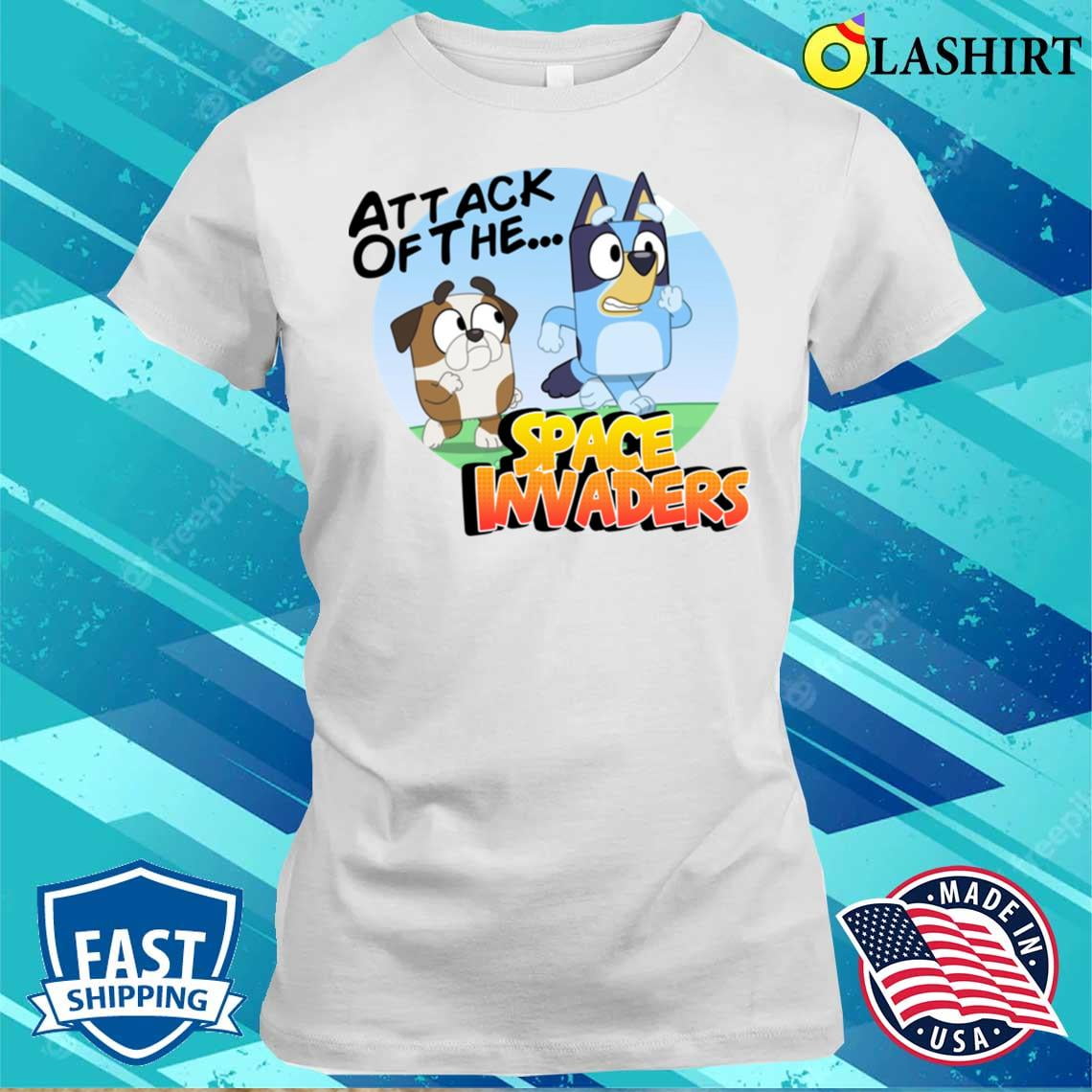 Bluey T-Shirt, Bluey Winton Space Invaders Comic T-Shirt Shirt, Size ...