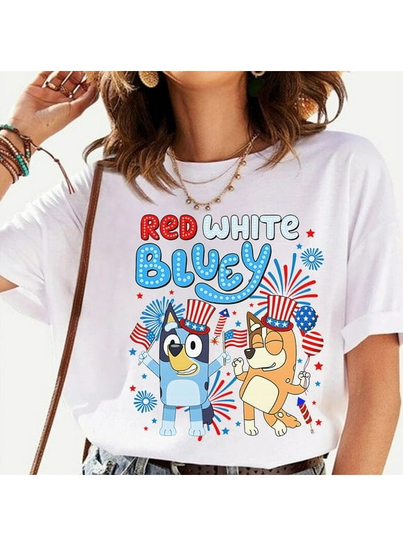 Bluey T-Shirt, Red White Bluey Fourth Of July Shirt, Day Shirt, Bluey ...