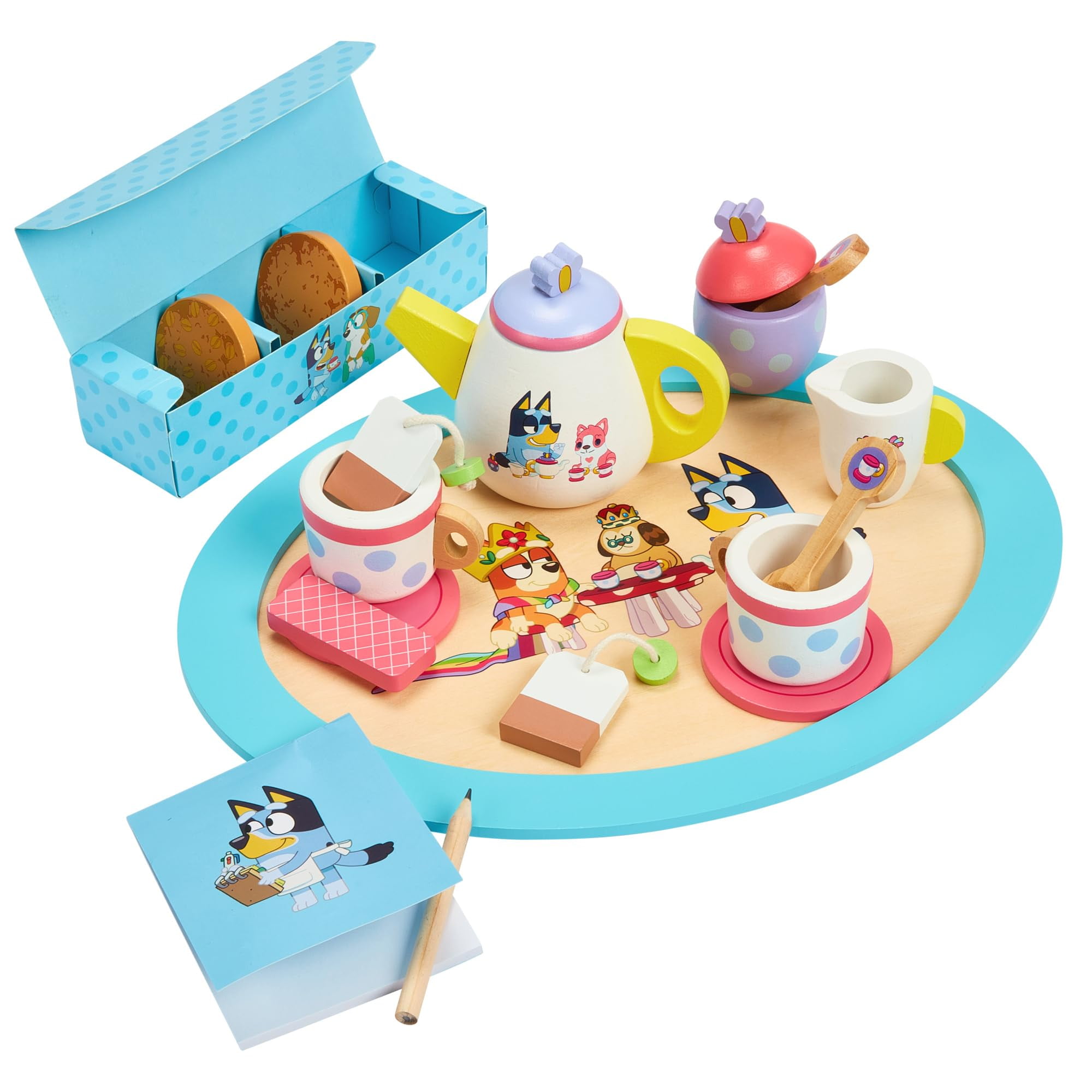 Bluey - Tea Party Set - Wooden KMC218-Piece Pretend Play Set with Tray ...