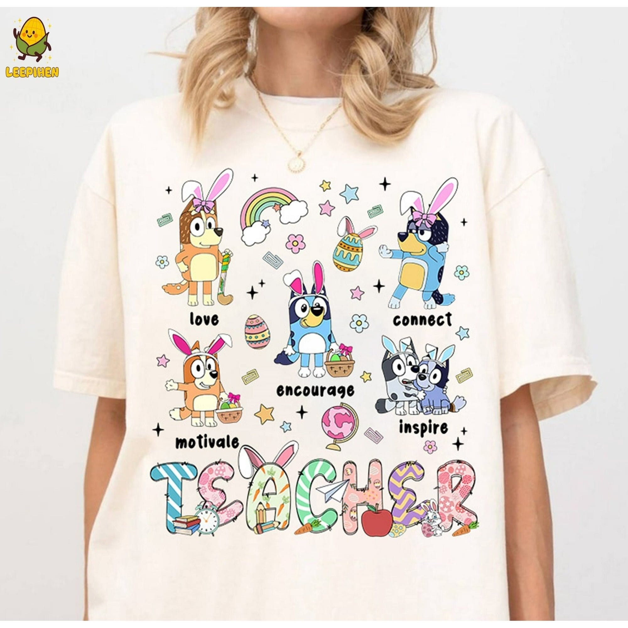 Bluey Teacher Easter Shirt, Bingo Teacher Design, Happy Easter Gift ...