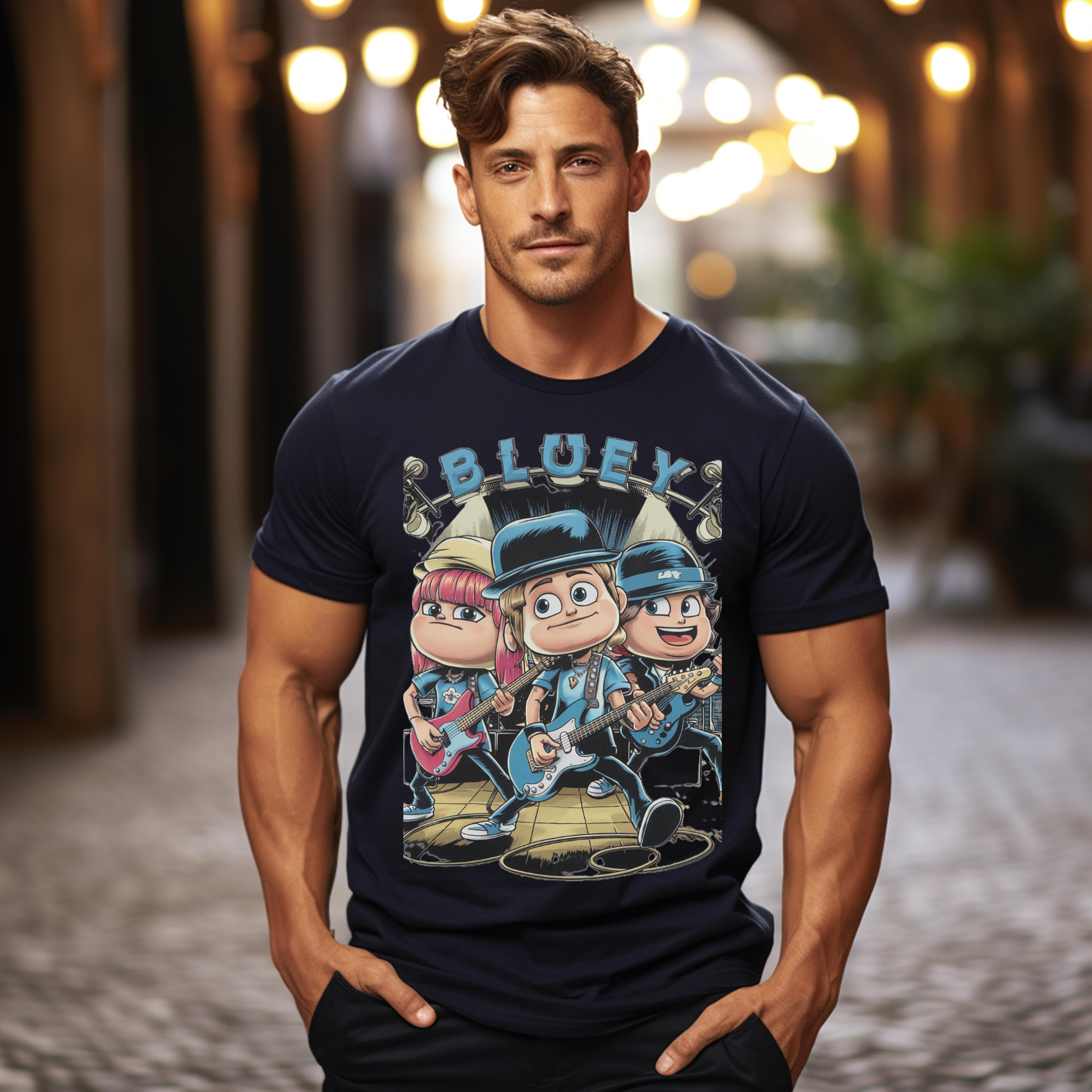 Bluey The Heelers Band Graphic Tee Men's 2025 World Tour T-Shirt ...