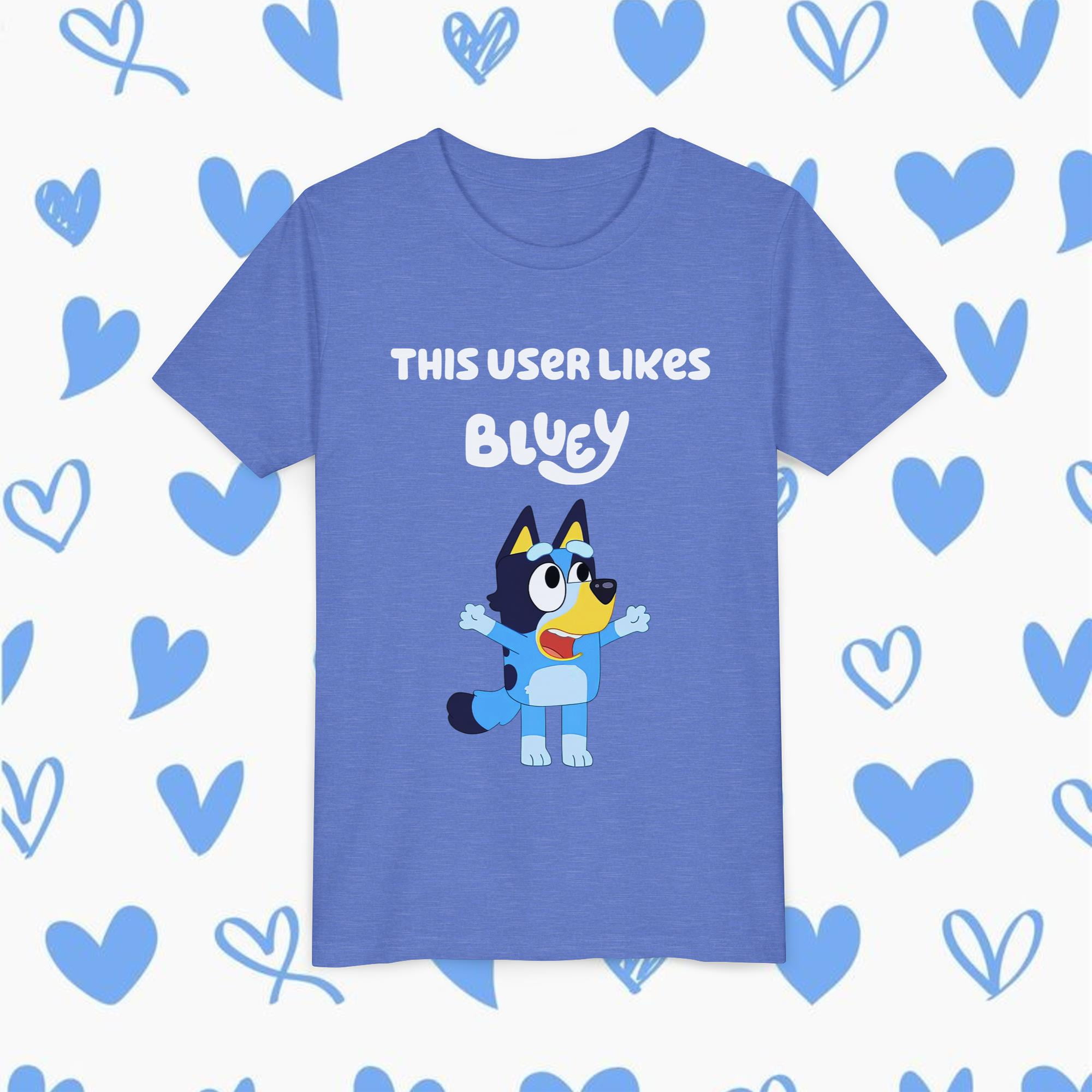 Bluey "This User Likes Bluey" Kids Graphic Crewneck T-Shirt, 100% Bella ...
