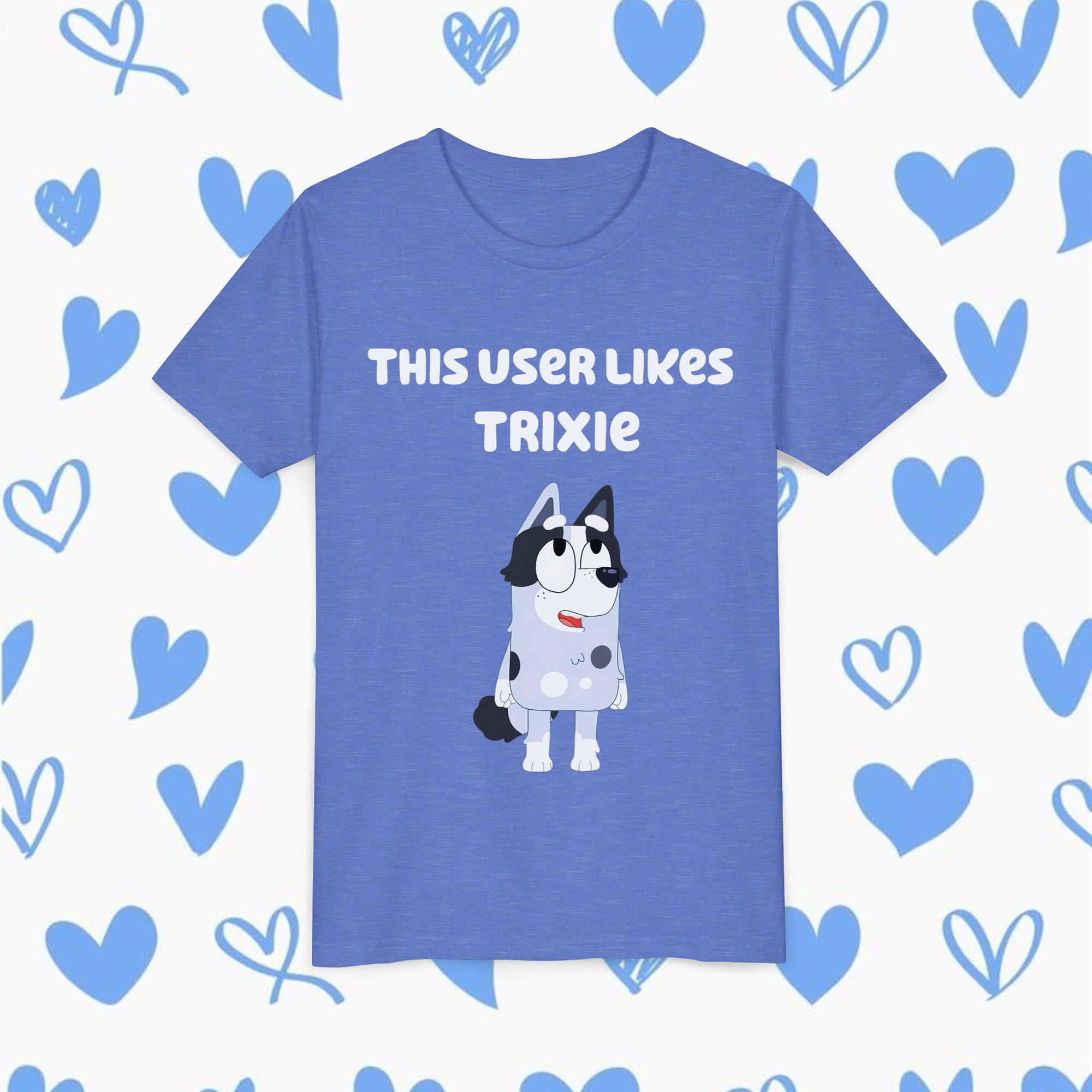 Bluey "This User Likes Trixie" Kids Graphic Crewneck T-Shirt, 100% Bella Canvas with Soft Cotton ...