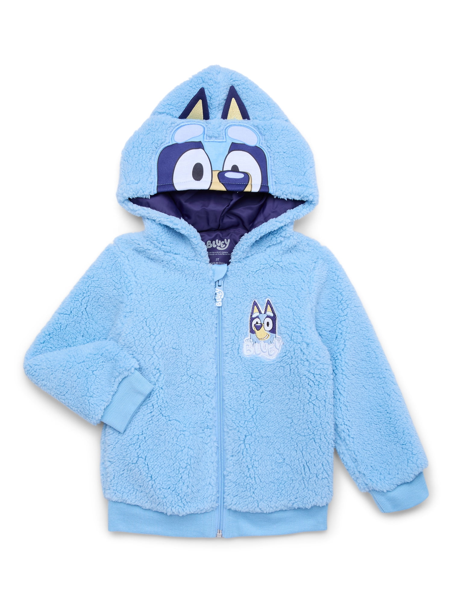 Bluey Toddler Boys Plush Fleece Full-Zip Cosplay Hoodie, Sizes 12M-5T ...