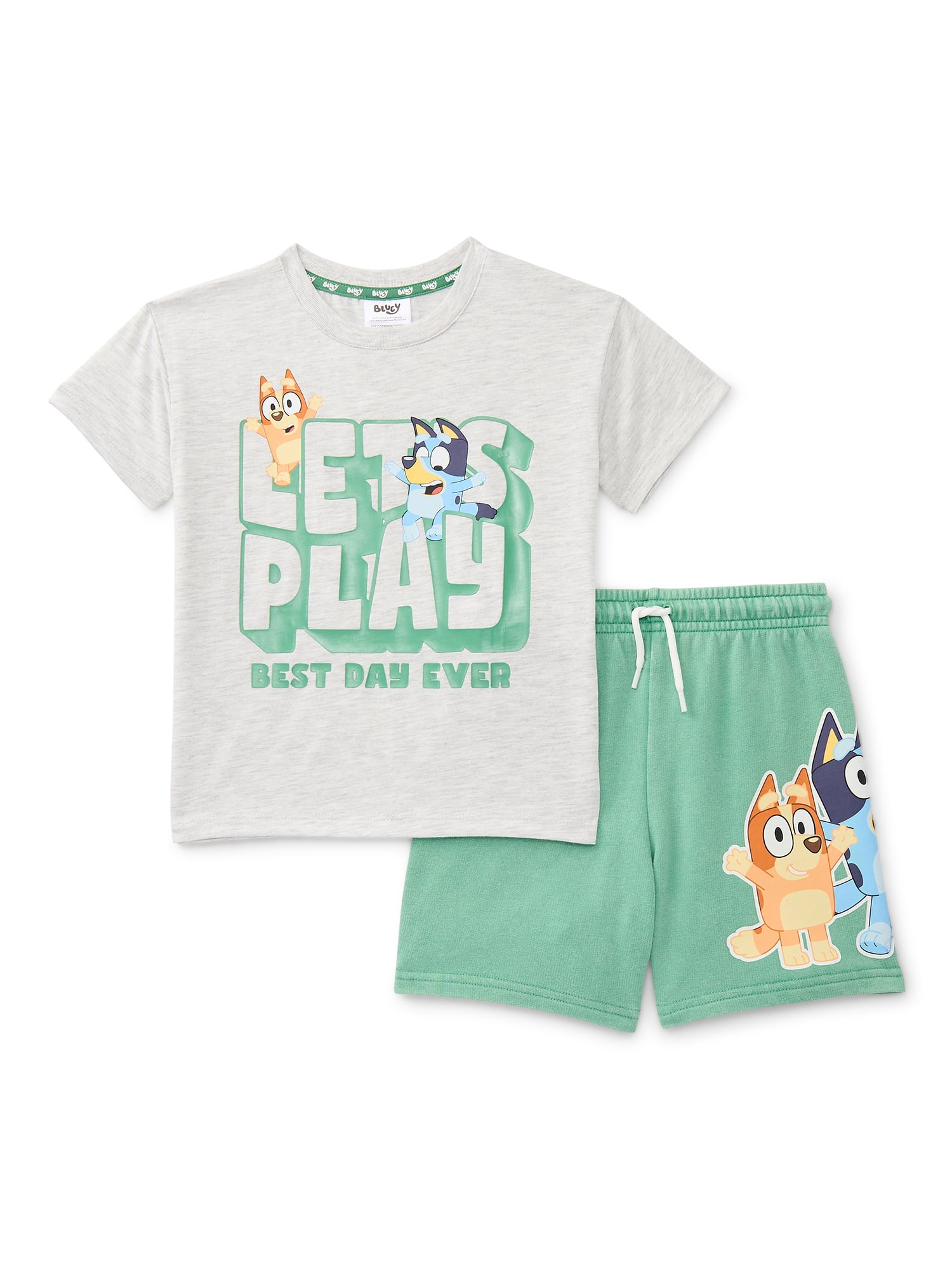 Bluey Toddler Boy Short Sleeve Graphic Tee and Matching Shorts Set, 2 ...