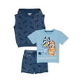 Bluey Toddler Boys All Over Print Hooded Muscle Top, Raw Edge Cut Off ...