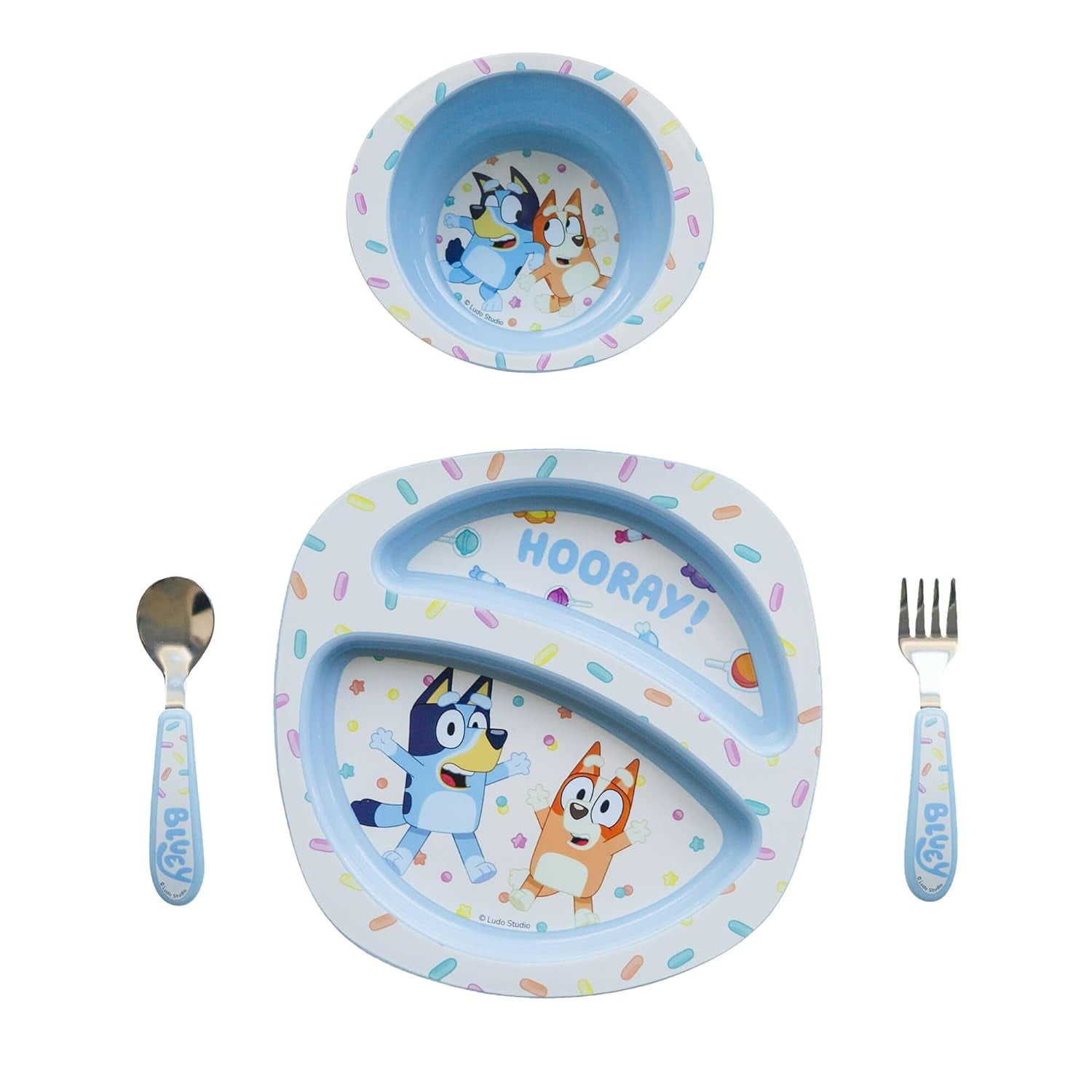 Home Dcor Bluey Toddler Dinnerware Set with Divided Plate Bowl and ...
