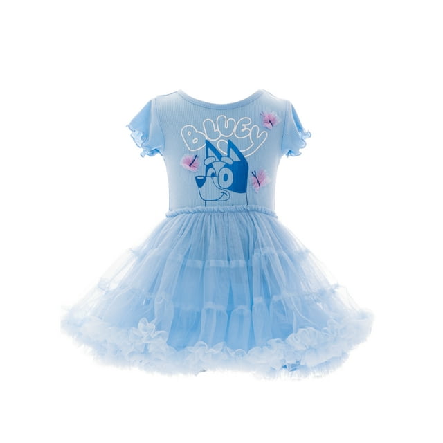 Bluey Toddler Girl Tiered Tutu Dress with 3D Butterflies, Sizes 12M-5T ...