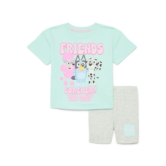 Bluey Toddler Girls Graphic Tee and Bike Shorts Set, 2-Piece, Sizes 12M-5T - Walmart.com