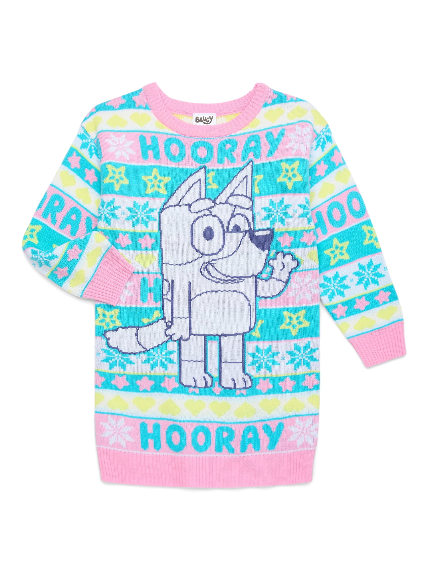 Bluey Toddler Girls Holiday Sweater Dress, Sizes 12 Months-5T - Walmart.com