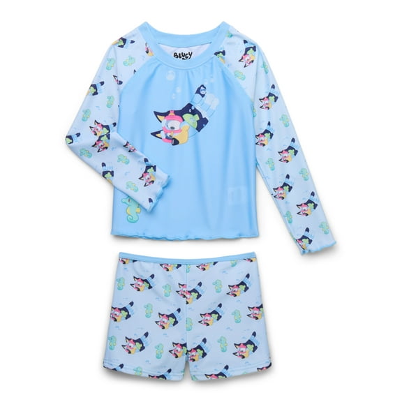 Character Toddler Girl Long- Sleeve Rash Guard Swimsuit, 2-Piece, Sizes ...