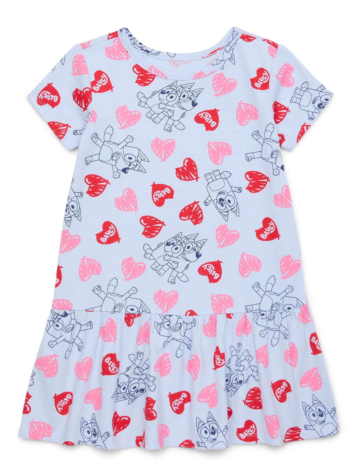 Bluey Toddler Girls’ Print Dress with Short Sleeves, Sizes 2T-5T ...