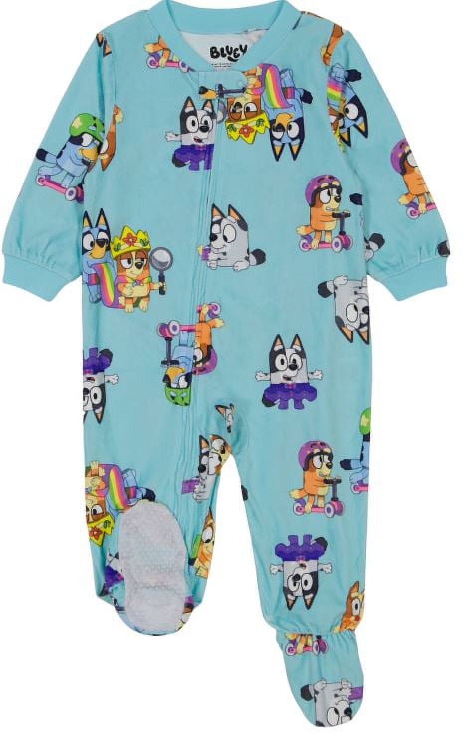 Bluey Toddler's Colorful Character One-Piece Footed Sleeper Pajamas ...