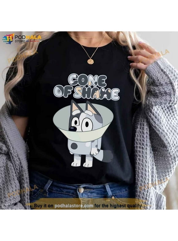 Bluey Tshirt-Muffin Cone Of Shame Bluey Family Shirt, Bluey Dog Cartoon ...