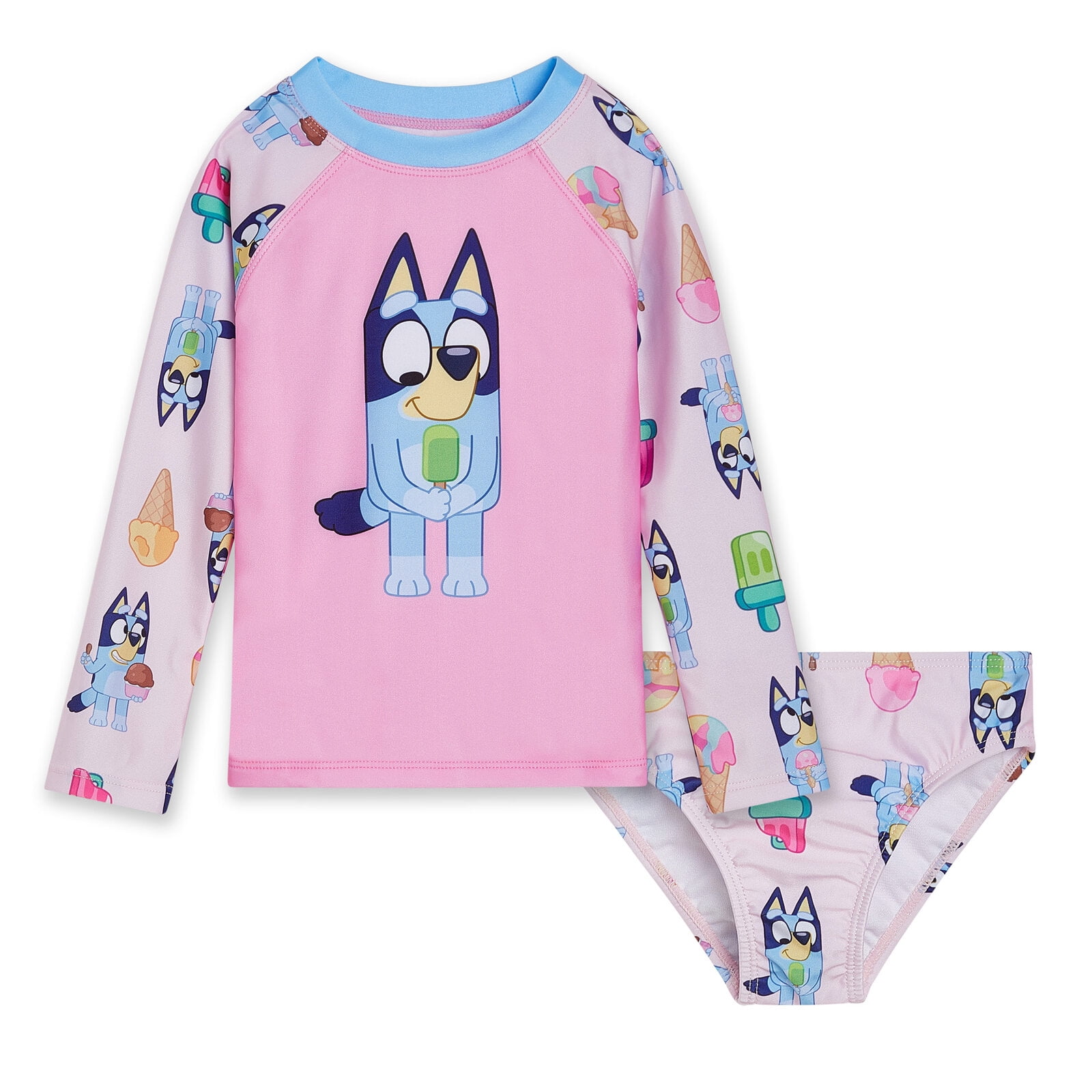 Bluey UPF 50+ Rash Guard and Bikini Bottom Toddler to Big Kid - Walmart.com