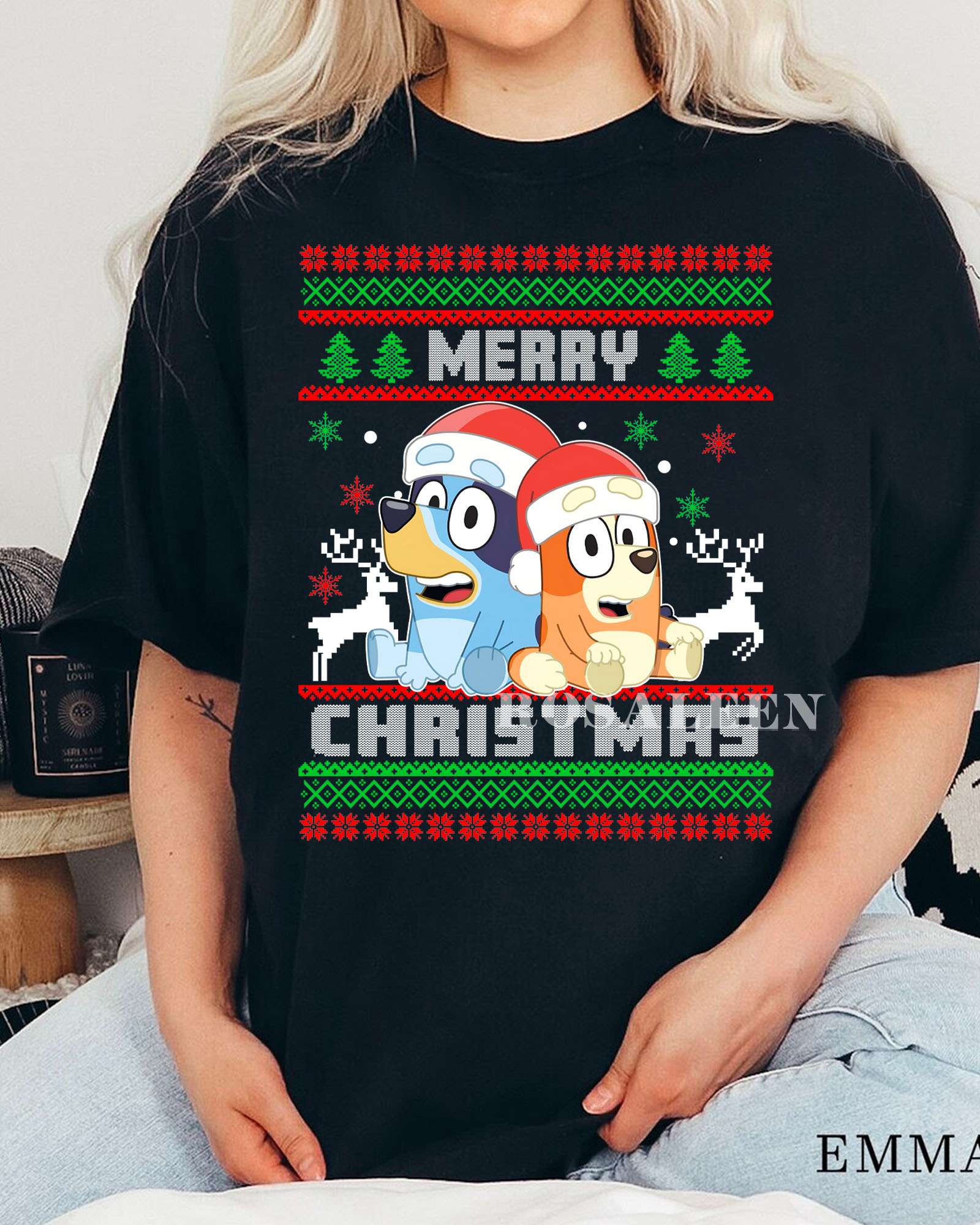 Bluey Ugly Christmas Tshirt, Bluey & Bingo Merry Christmas Shirt ...