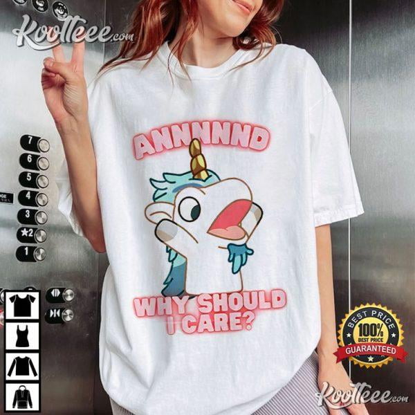 Bluey Unicorse And Why Should I Care T-Shirt Shirt, Size 5Xl, Tee Sand ...
