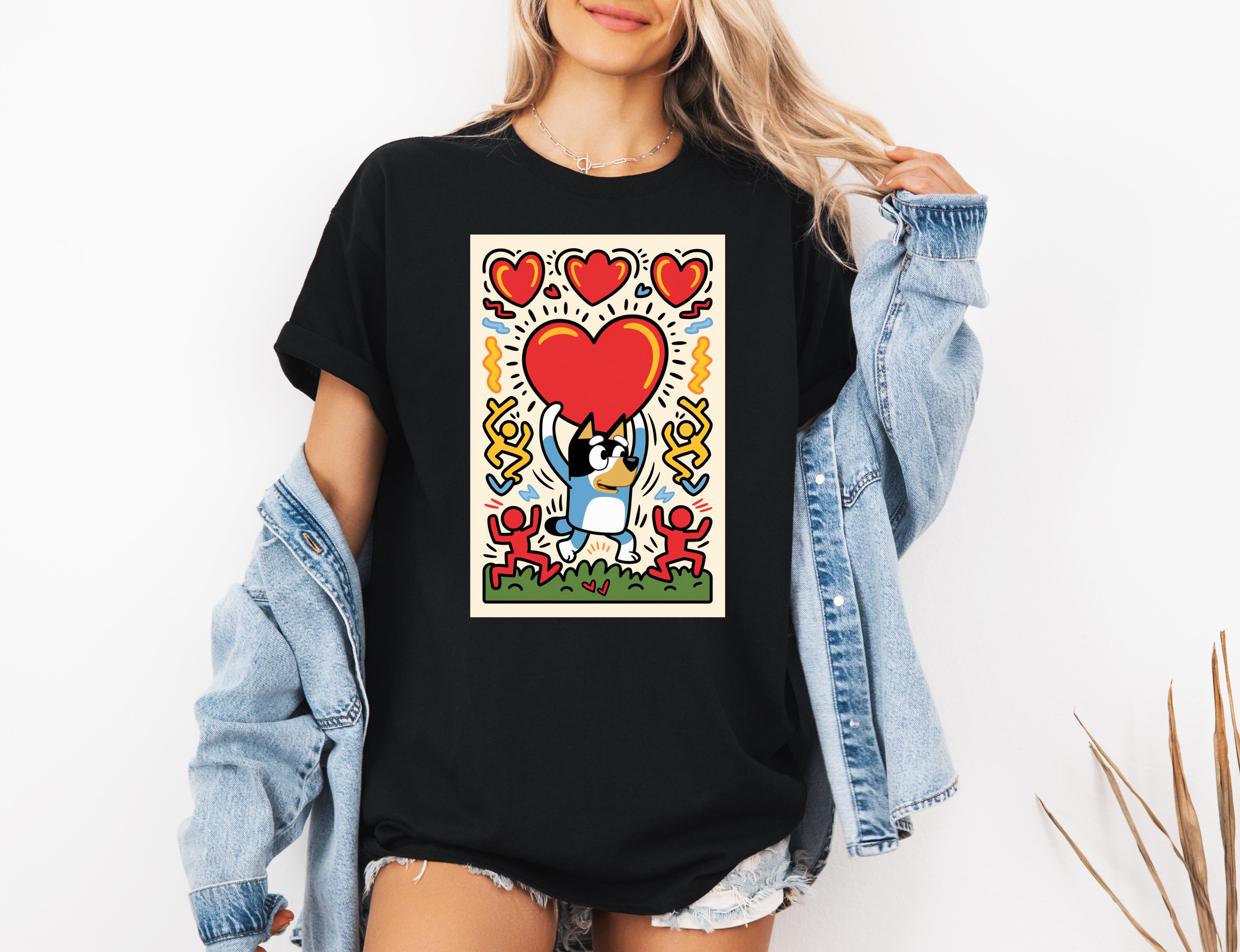 Bluey Valentine’s Day Bluey T-shirt, White Background, Love Design ...