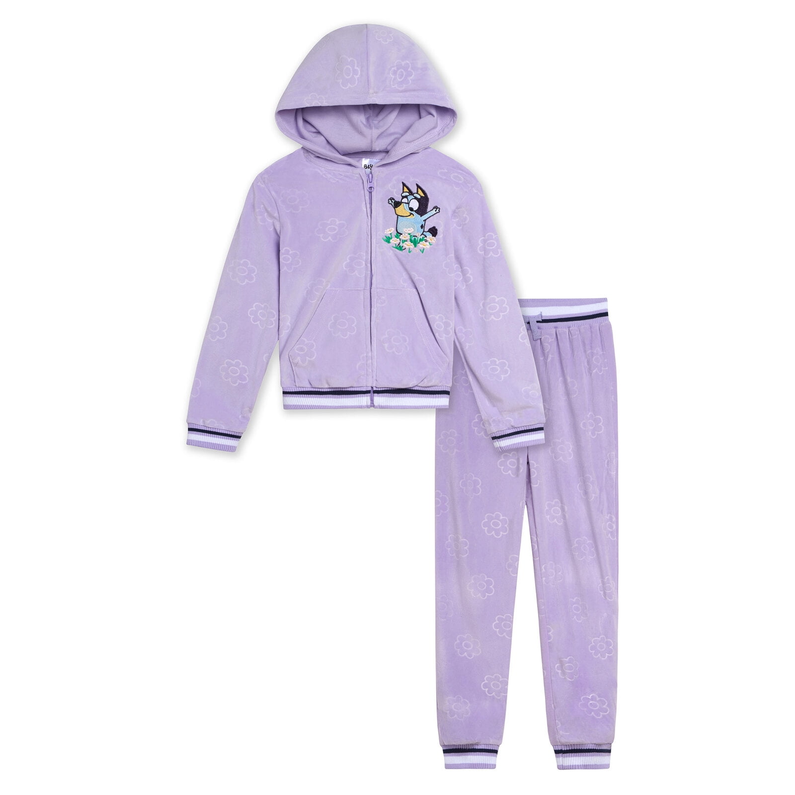 Bluey Velour Zip Up Hoodie and Jogger Pants Outfit Set Toddler to Big ...