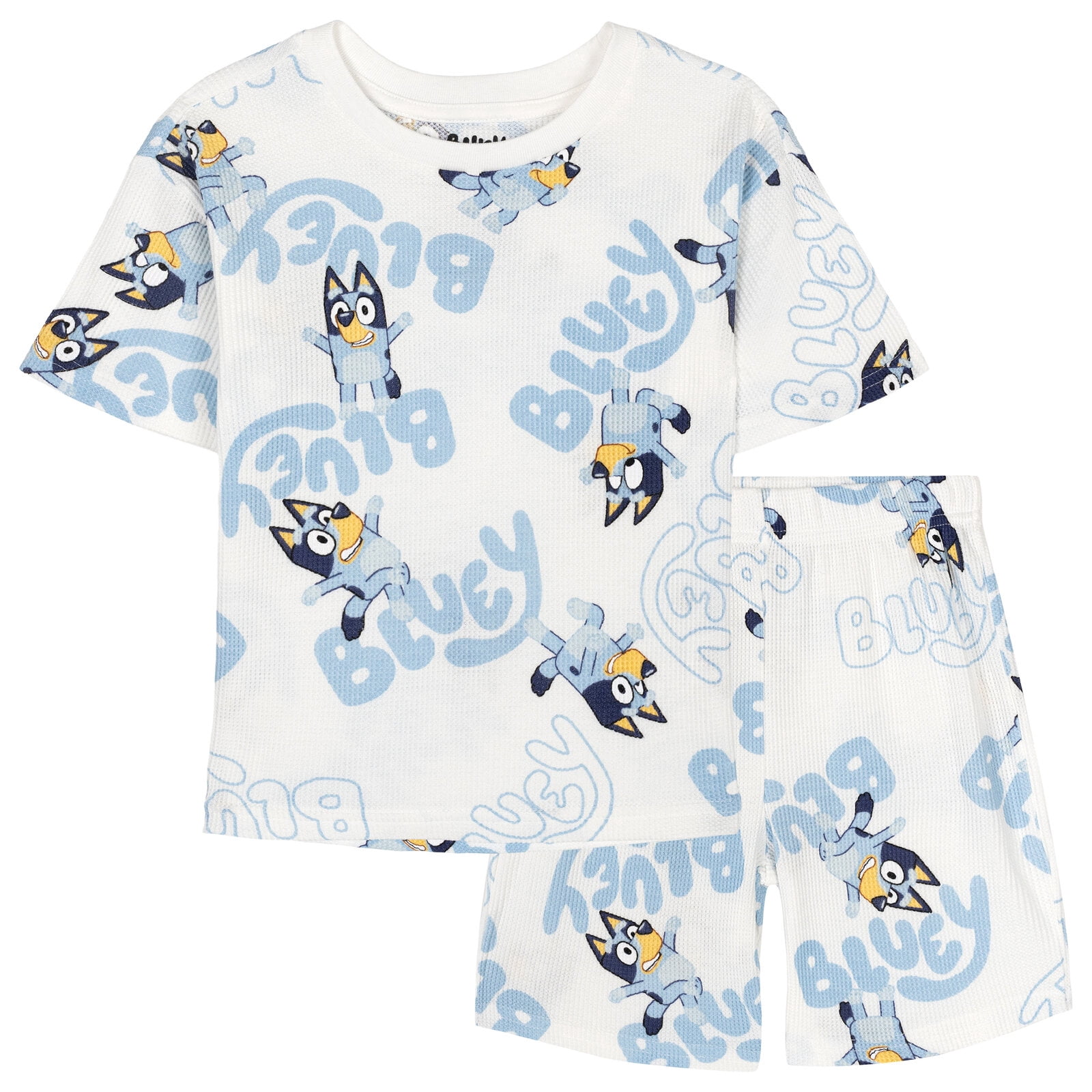 Bluey Waffle Knit Drop Shoulder T-Shirt and Shorts Outfit Set Infant to ...