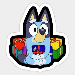 Bluey With A Gift Sticker Bluey Stickers For Kids, Bluey Stickers Party ...