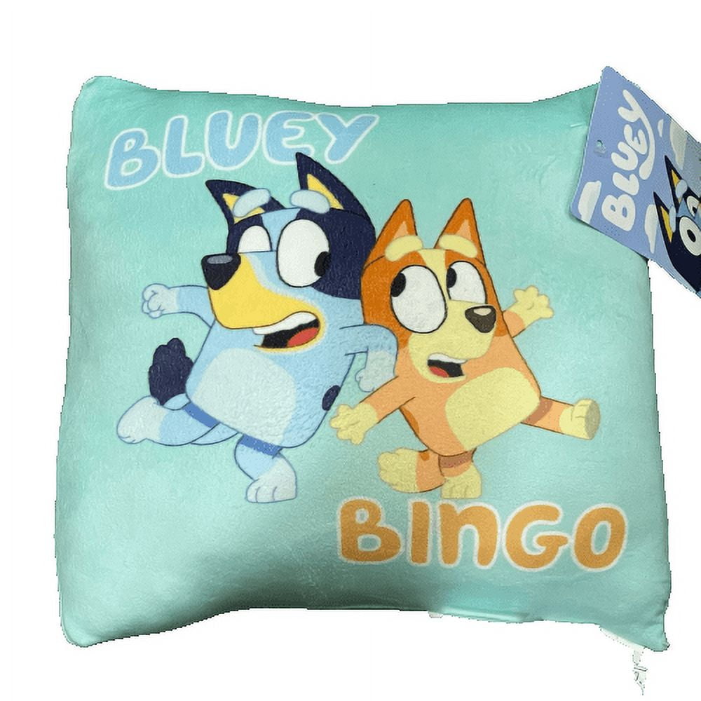 Bluey and Bingo Blue Pillow - Soft Plush Kids' Cushion with Characters ...