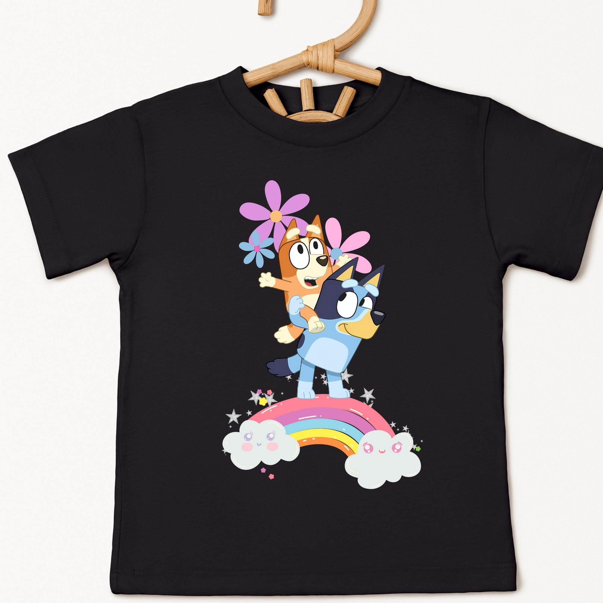 Bluey and Bingo, Fun Rainbow Flowers Design, Bella Canvas Toddler Shirt ...