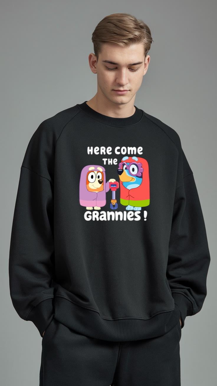 Bluey and Bingo Here Come Grannies Sweatshirt Cartoon Dog Show Fun, for men & women, up to size ...