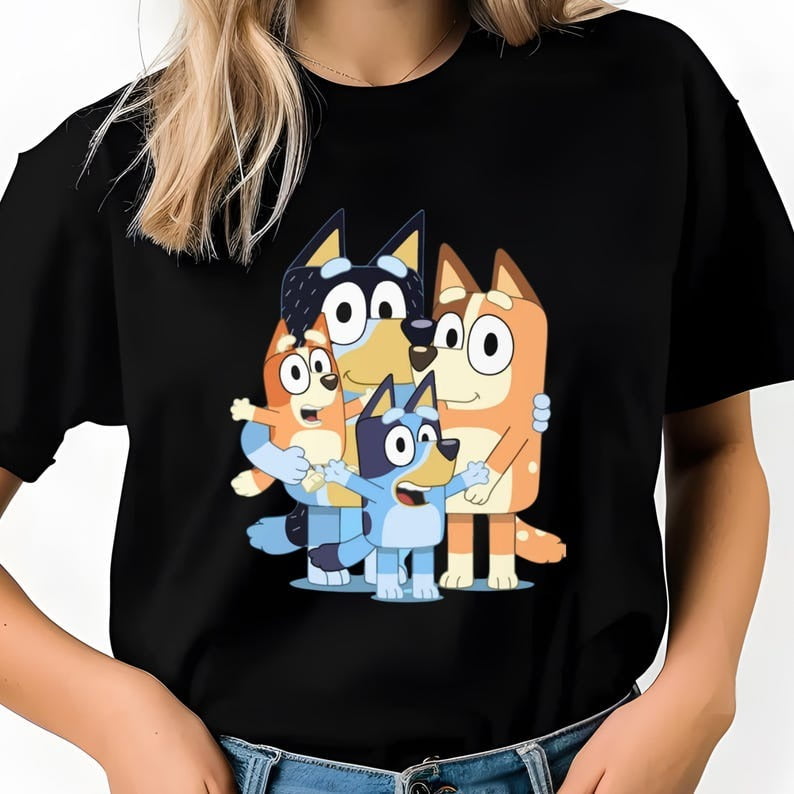 Bluey and Family Tshirt Unisex Garment-Dyed T-shirt, Bluey Family ...