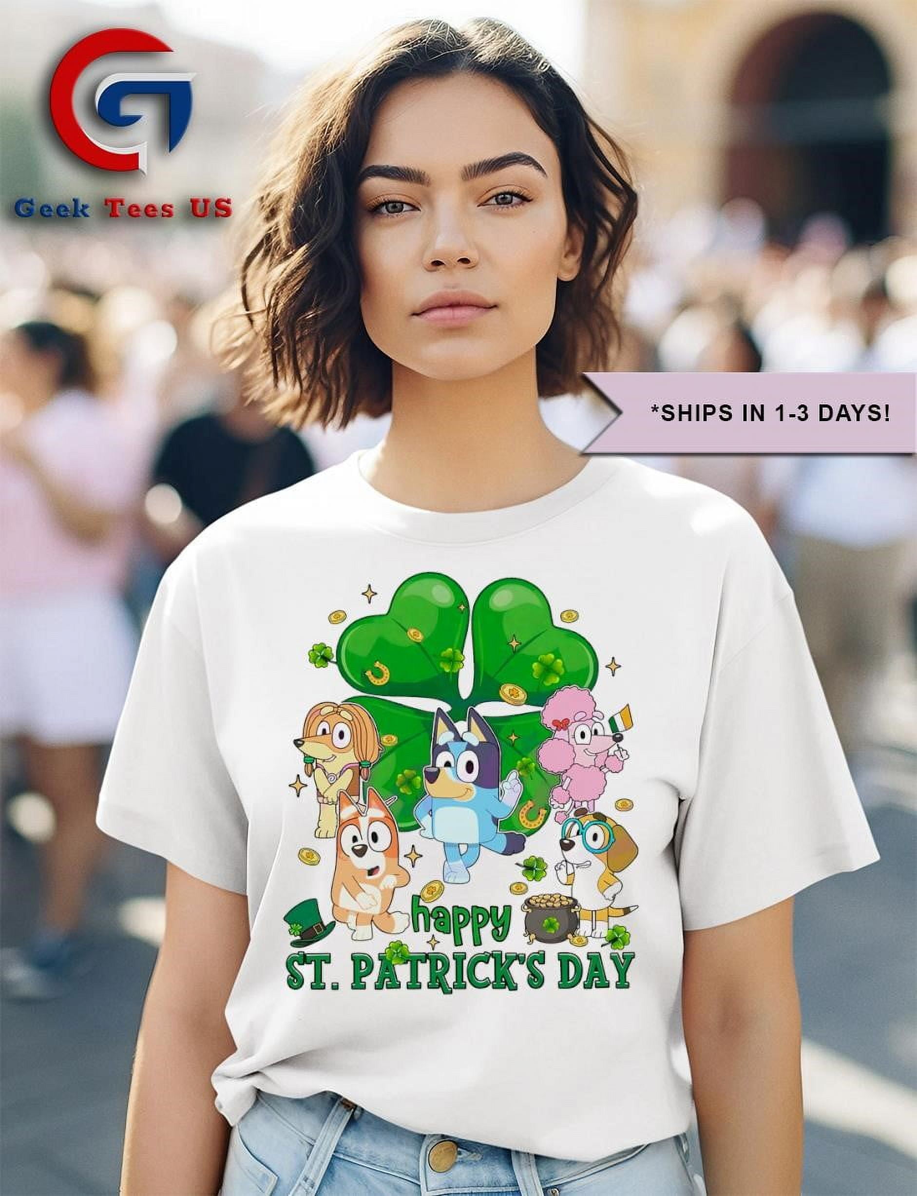Bluey family happy St Patrick’s Day cartoon shirt - Walmart.com