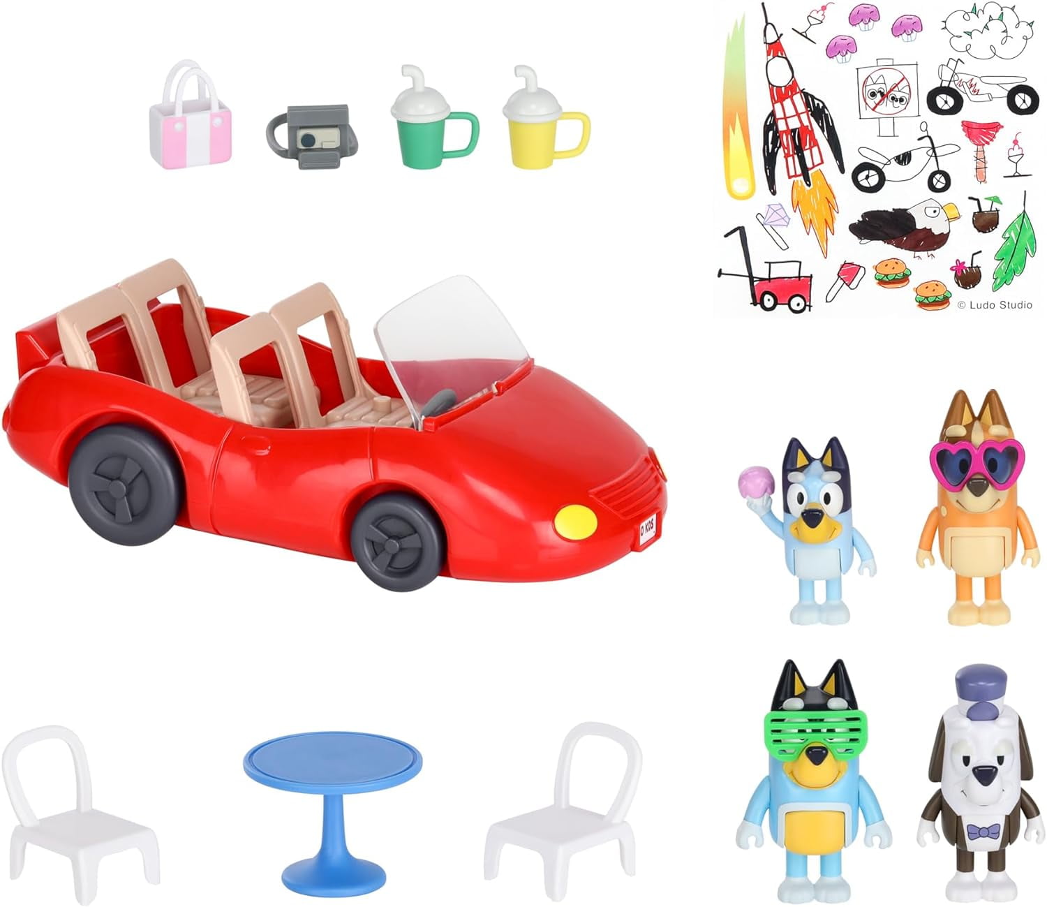 Bluey's Escape Convertible Figure Set (Includes: Bluey, Chilli, Bandit ...