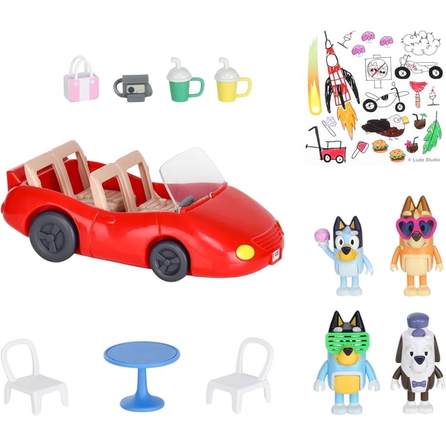 Bluey's Escape Convertible Figure Set (Includes: Bluey, Chilli, Bandit ...