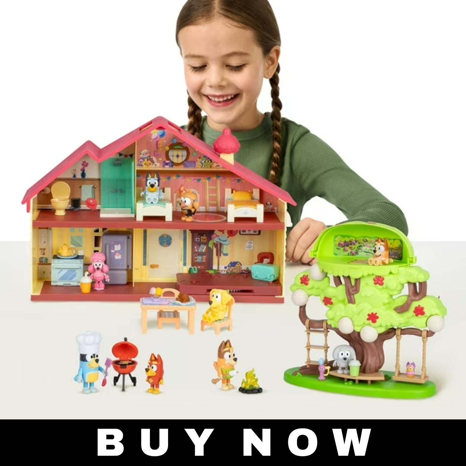 Bluey's Family Barbecue Home Mega Playset – 34-Piece Deluxe Heeler ...