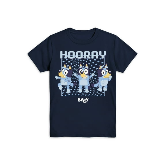 Bluey s Hooray Bluey, Crew Neck, Short Sleeve, Graphic T-Shirt,,Navy ...
