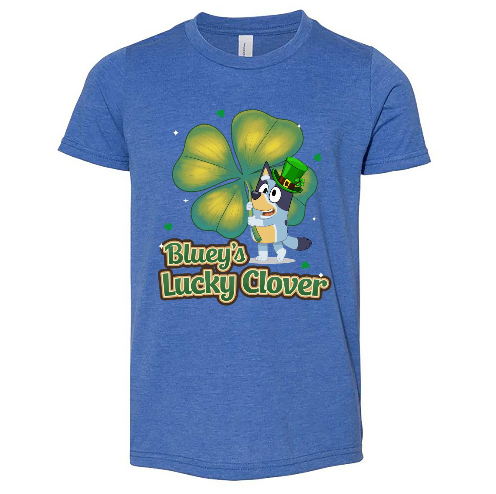 Bluey’s Lucky Clover Youth shirt, St Patrick’s Day Shamrock Tee, Cute ...