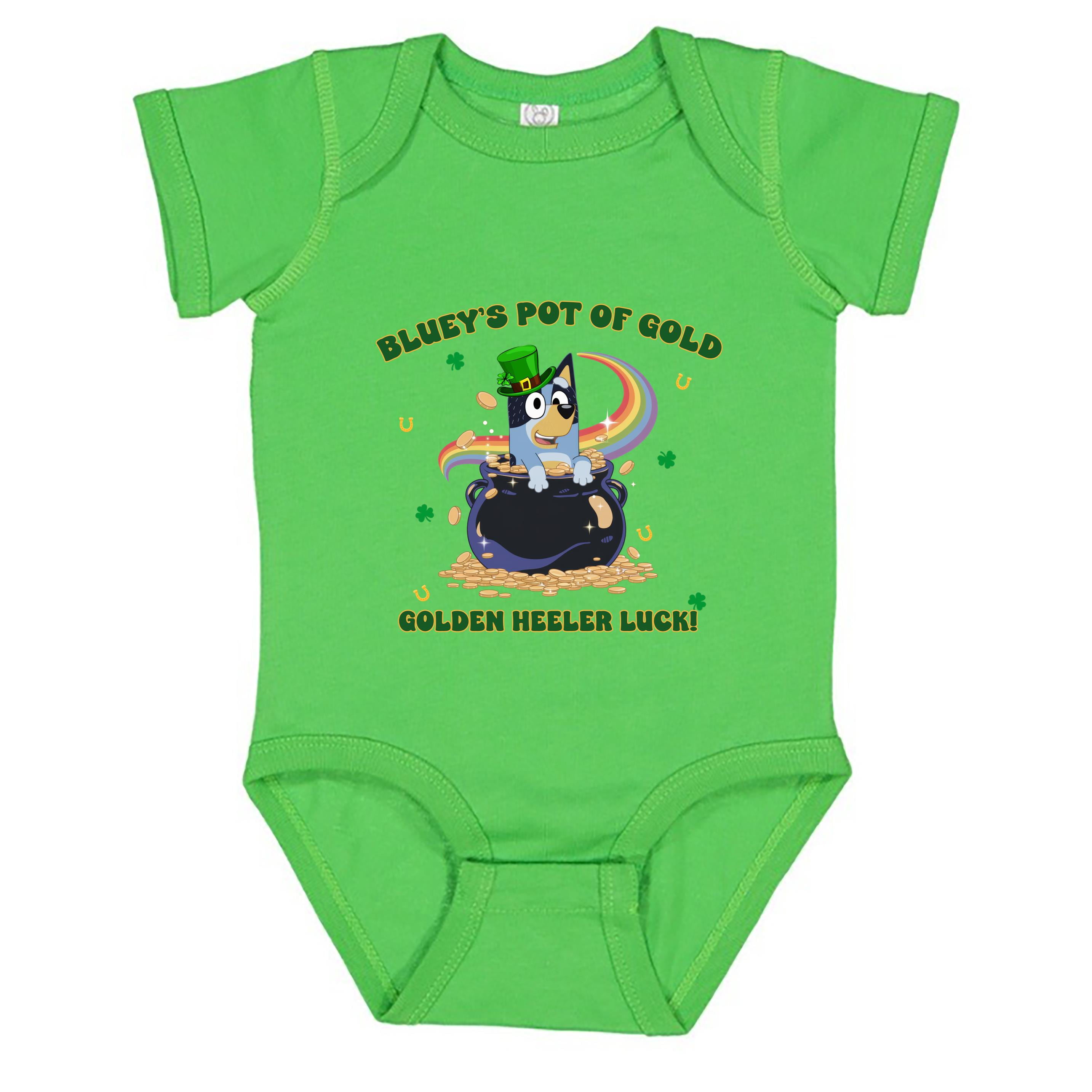 Bluey’s Pot of Gold Baby Bodysuit, Golden Heeler Luck St Patrick’s Day ...