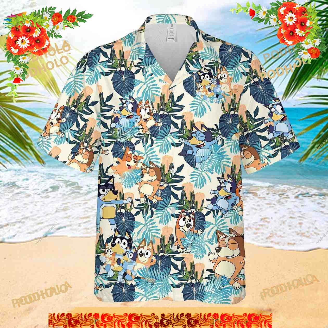 Blueydad Hawaiian Shirt, Bluey And Bingo Shirt, Bluey Family Tropical ...