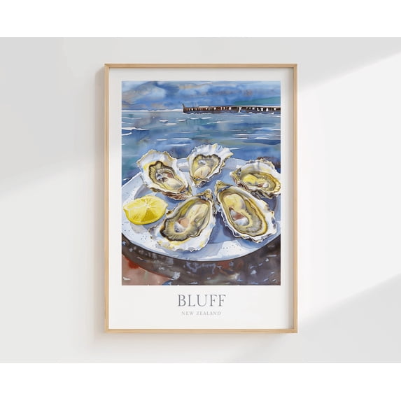 Bluff New Zealand Wall Art Decor Oysters Poster Poster, Unframed Size ...