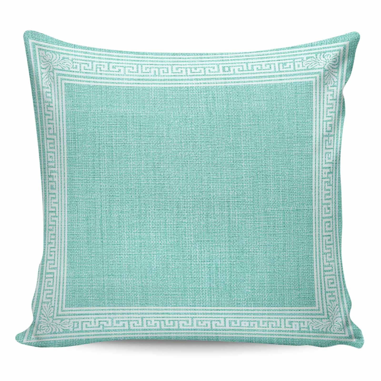 Bluish Green Retro Greek Key Pillow Covers 18x18 Inch Decorative Throw ...