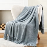 Battilo Bluish Grey Chenille Throw Blanket for Couch,Soft Knit Throws ...