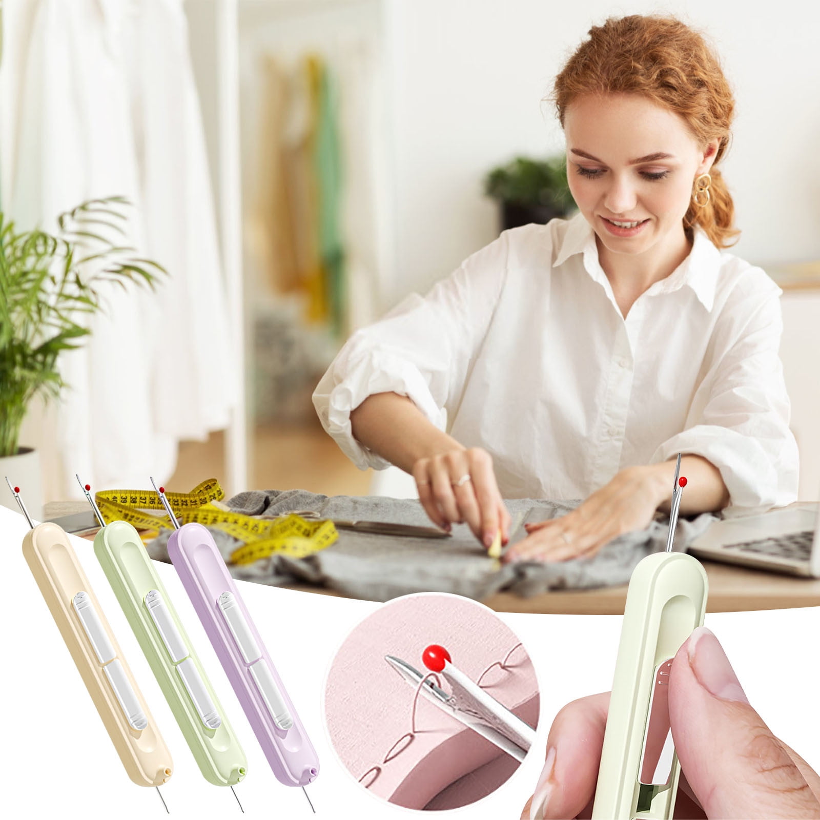 Blukids 2 in 1 Plug-in Needle Threader, Needle Threader Seam Ripper ...