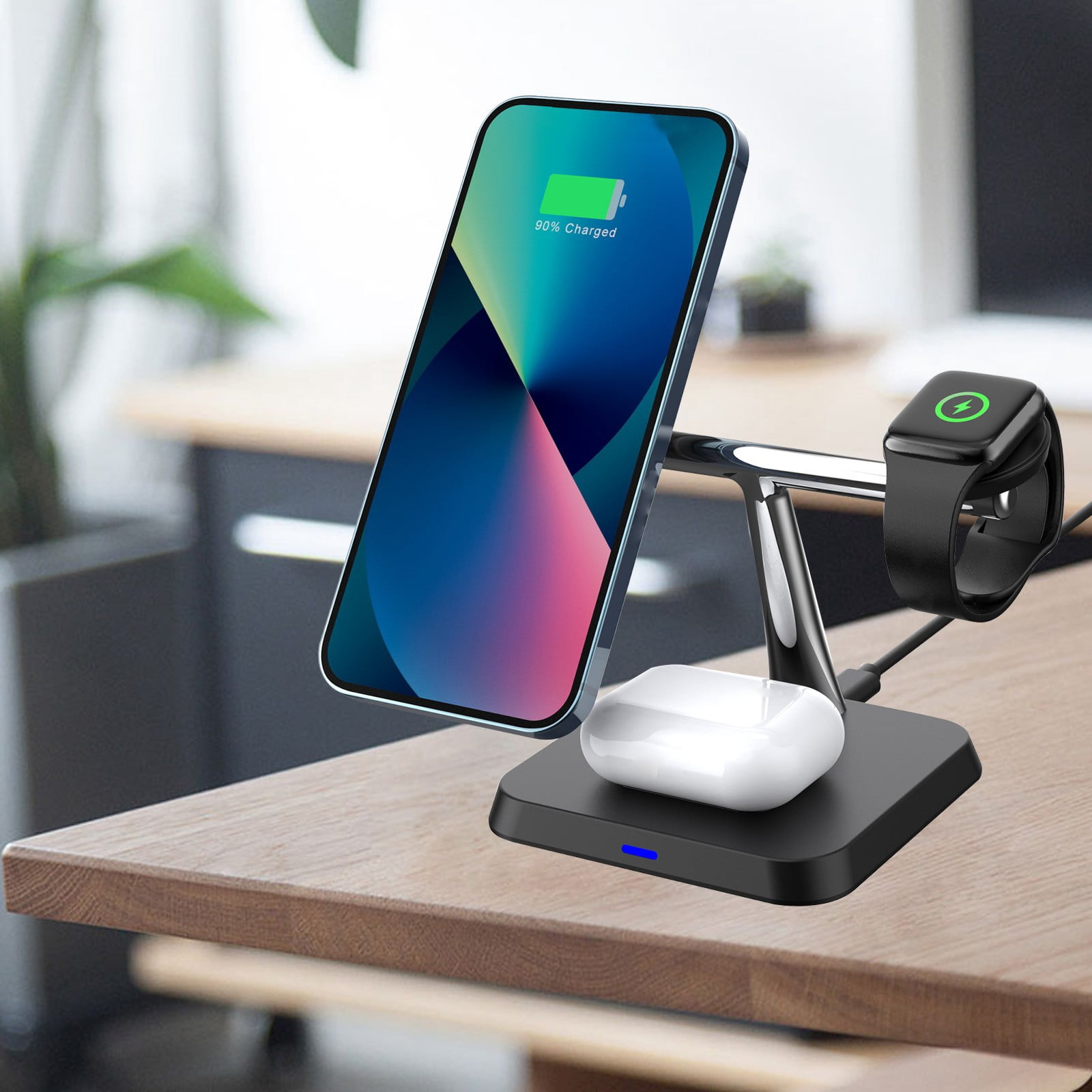 Blukids 3-in-1 Wireless Charger 15W Folding Stand Desktop Max Magnetic ...