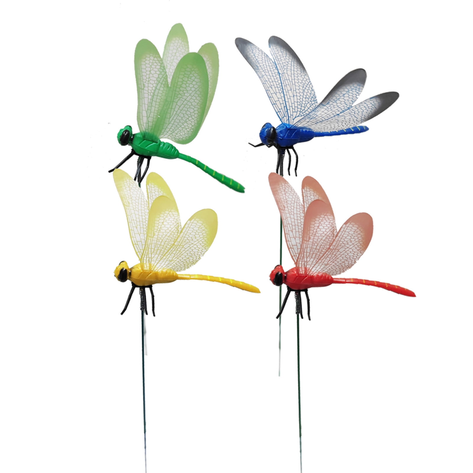 Blukids 4 Pack 3D Dragonfly Garden Decor Dragon Fly Garden Stakes ...